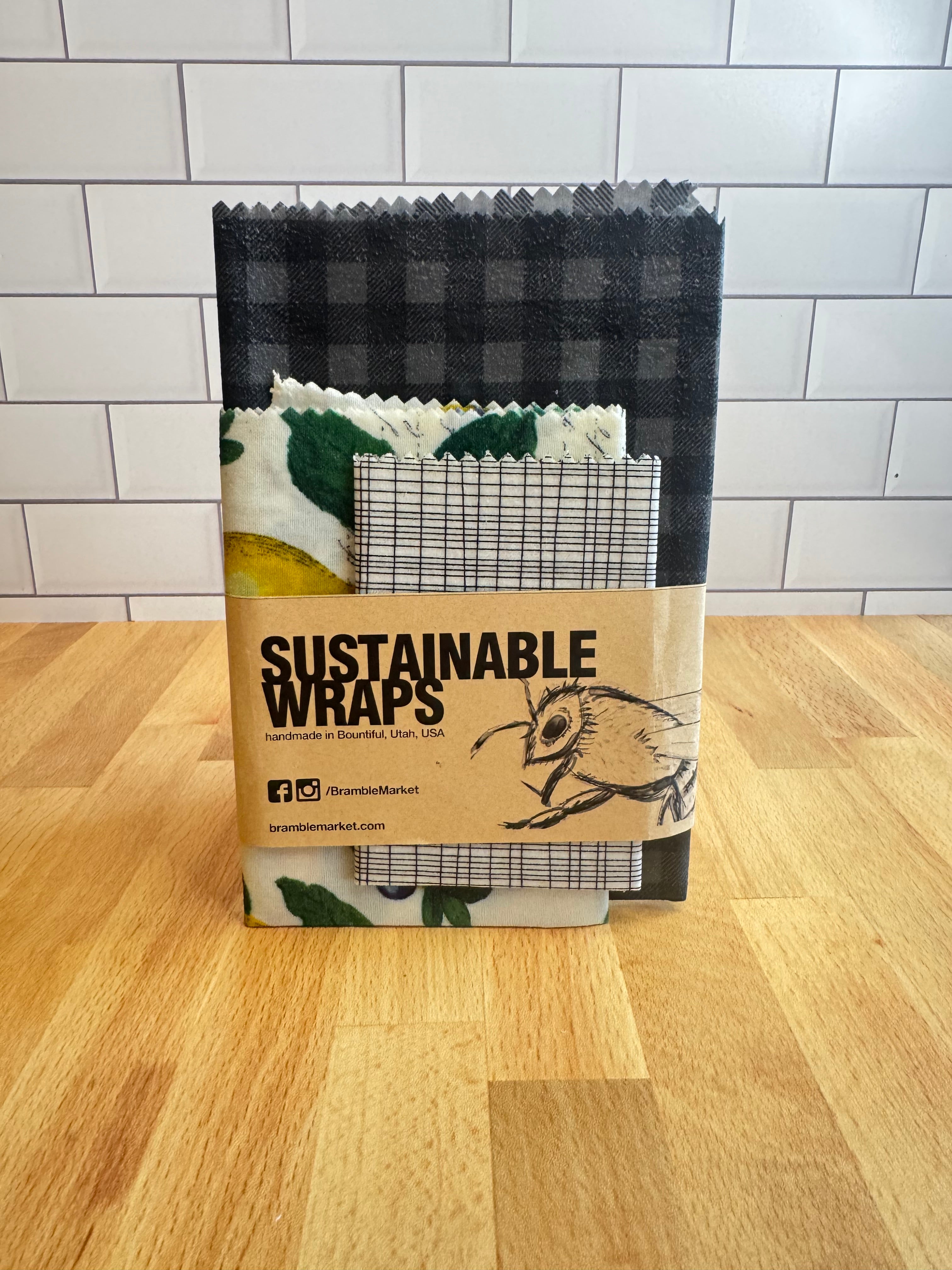 Lemon Beeswax Wraps – Set of 3 (Small & Medium & Large) – Bramble Market