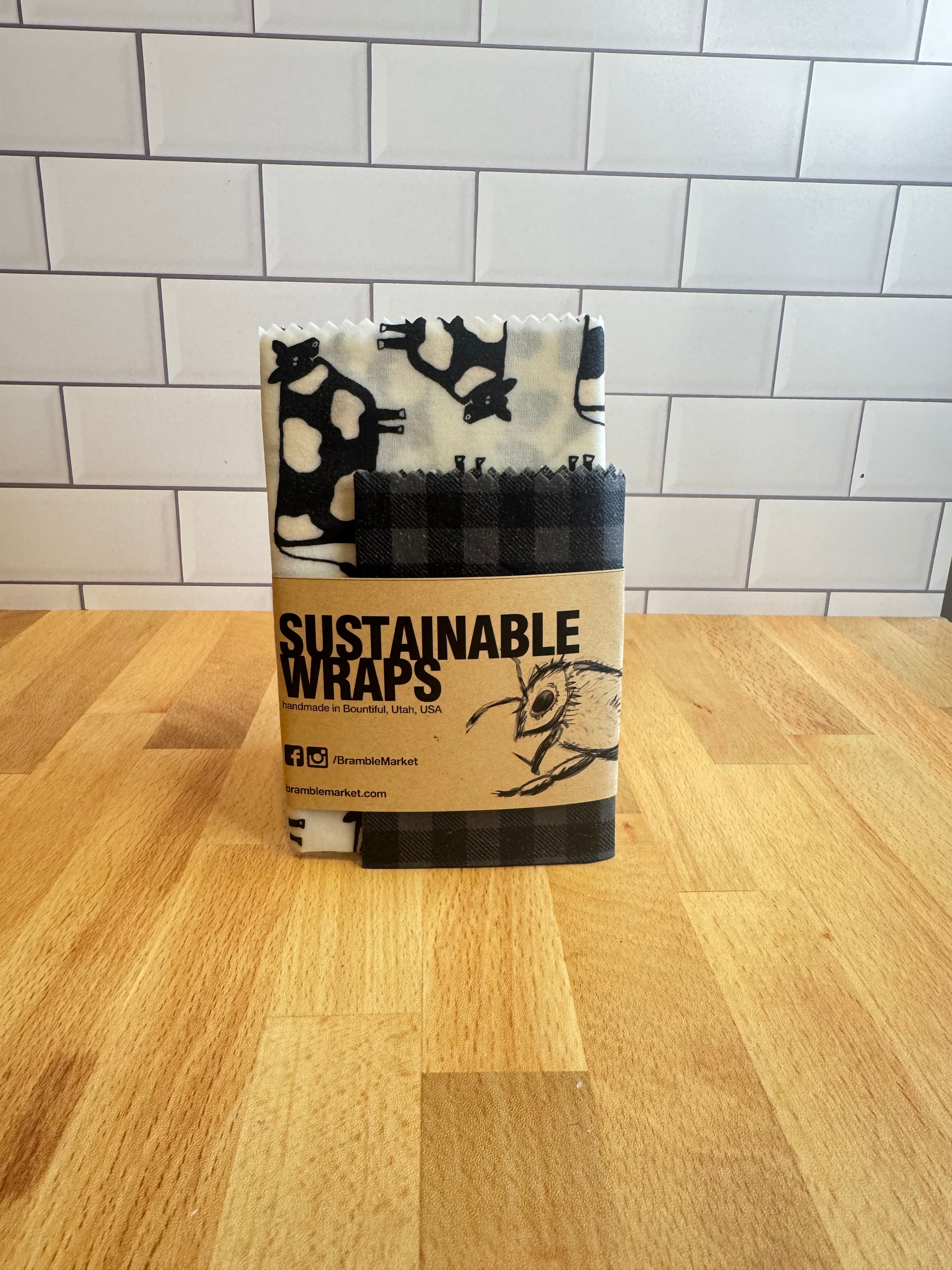 Cow Beeswax Wraps – Set of 2 (Small & Medium) – Bramble Market