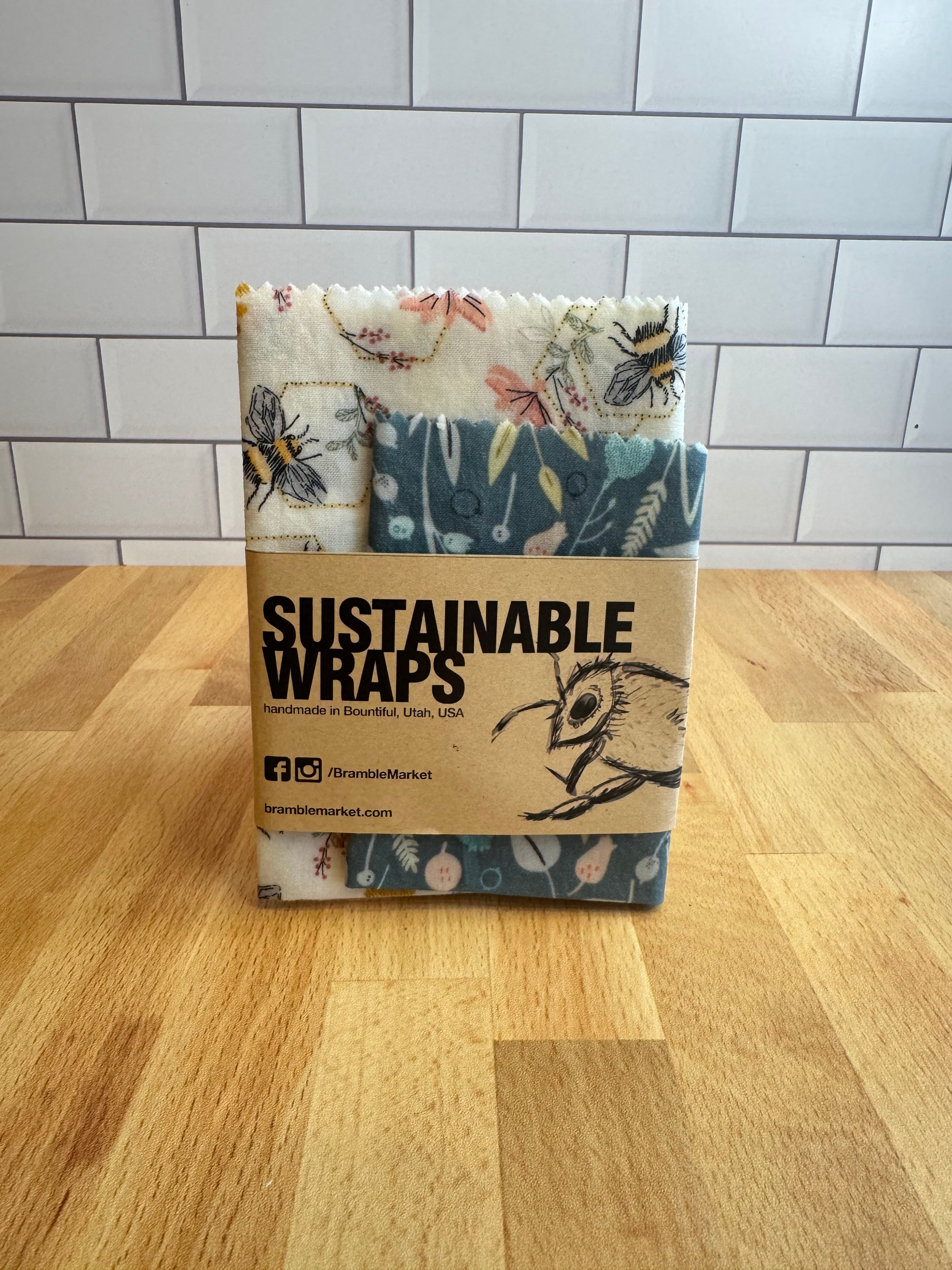 Flower Beeswax Wraps – Set of 2 (Small & Medium) – Bramble Market